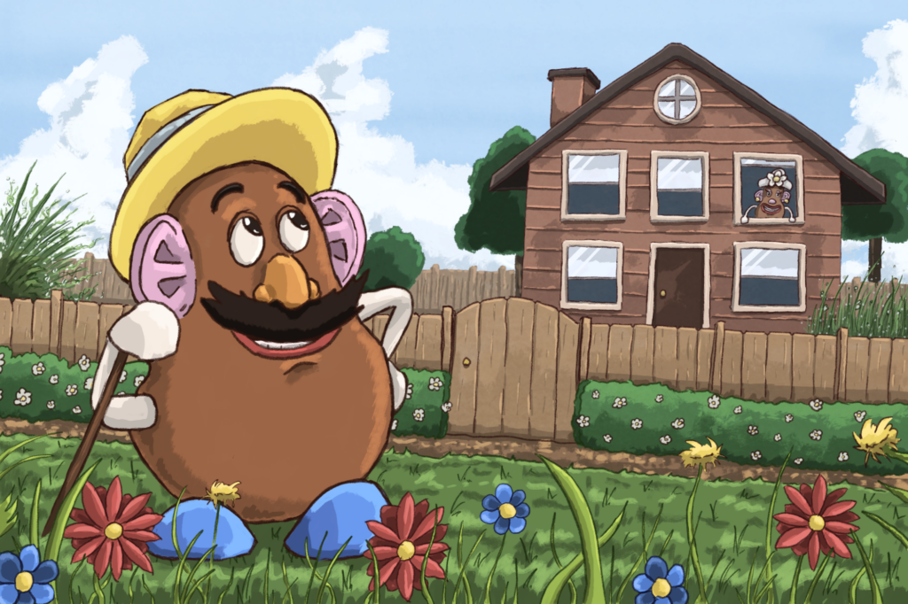 Mrs. Potato Head Spies Mr. Potato Head in the Garden - Judith Skillman ...